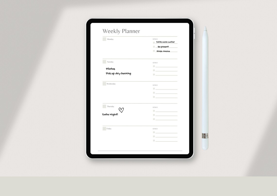 Printable Minimal Weekly Planner Digital Download Pdf Printable Planner ...