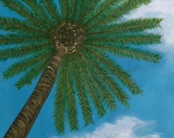 Colorful Palm Tree Hand Made, Original Art, Print on Canvas, Modern ...