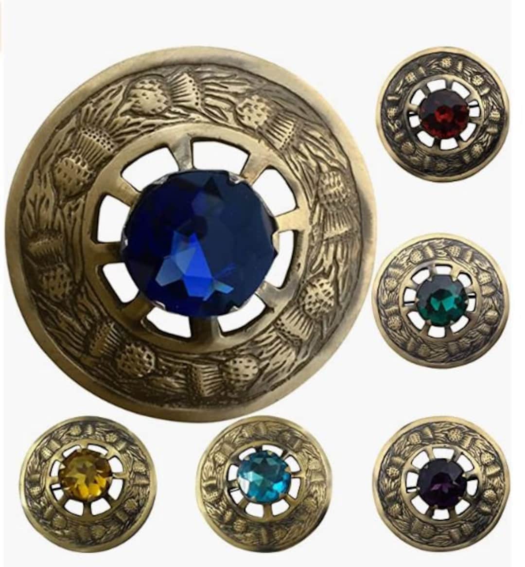 Scottish Highland Kilt Fly Plaid Brooch Thistle Design Antique Finish 3 ...