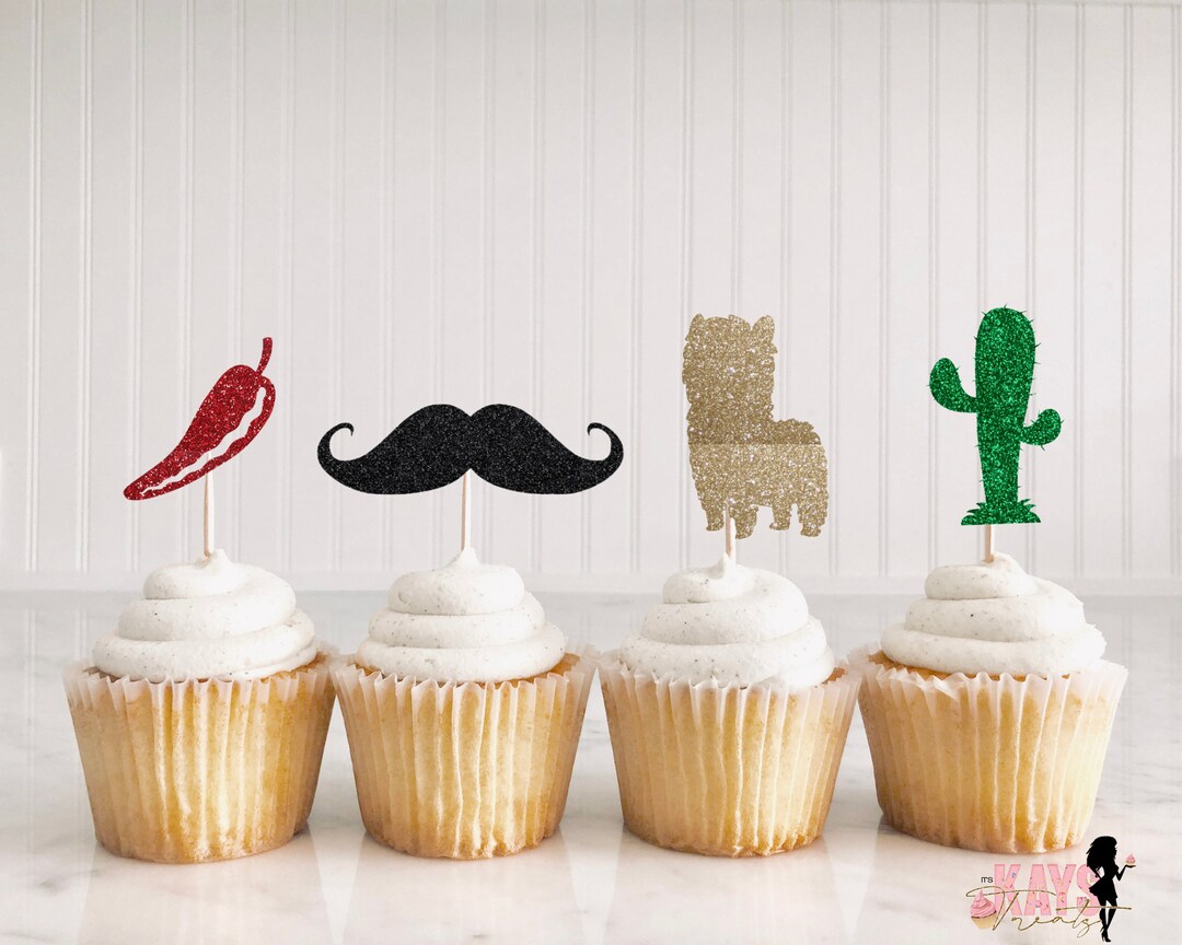 Fiesta Cupcake Toppers, Cactus Toppers, Cactus Party Decorations ...