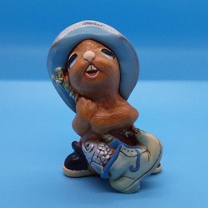 Vintage Pendelfin Whopper Rabbit Figurine, Fisherman With Fish Boot - Etsy