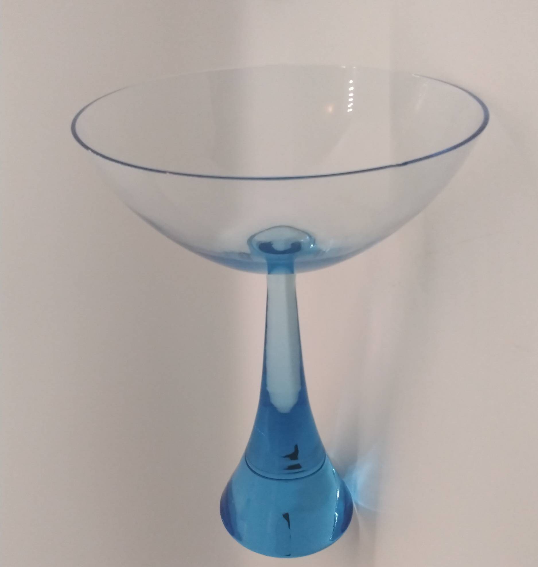 Vintage Handblown Blue Art Glass Pedestal Bowl, 1950s - Etsy
