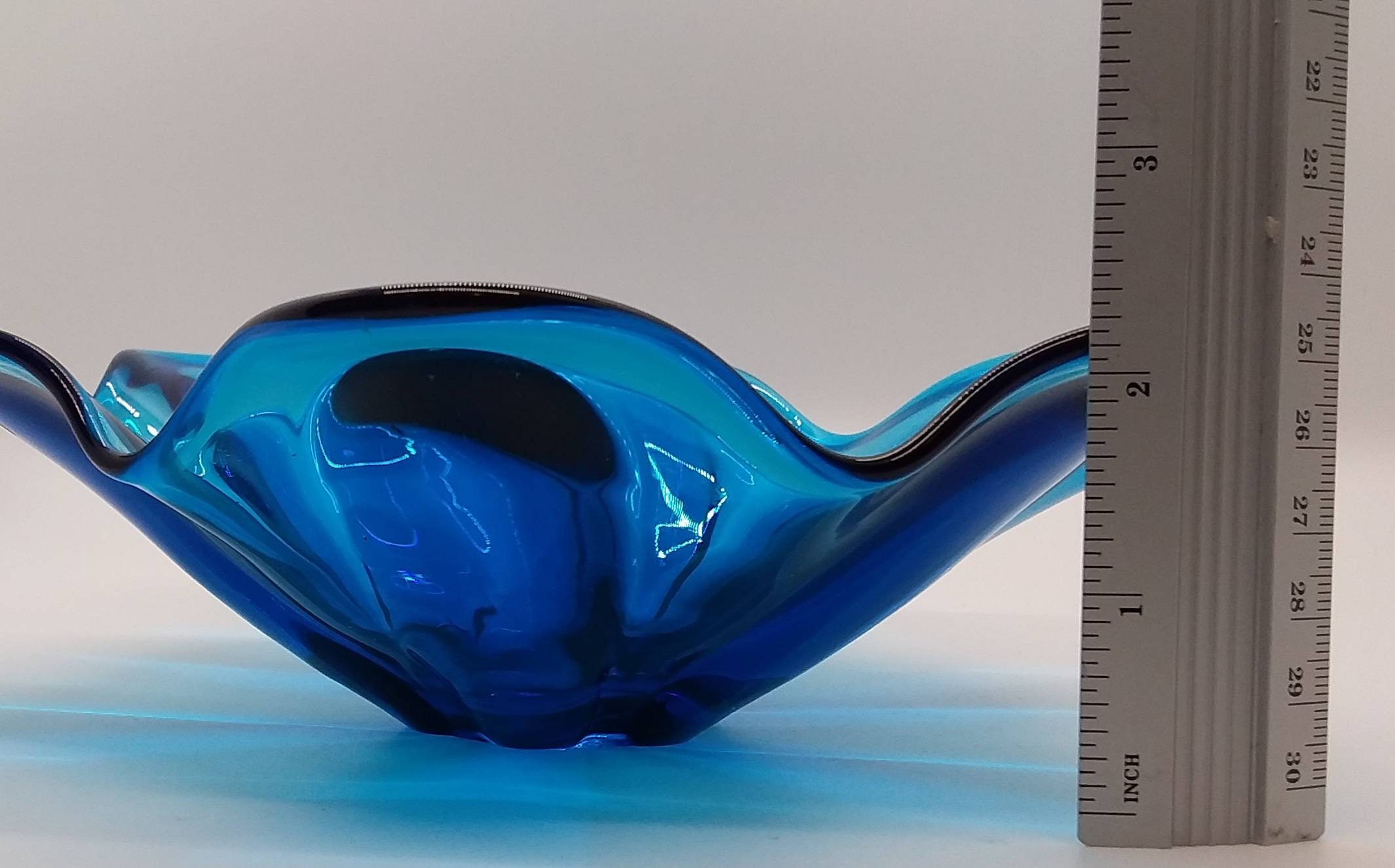 Art Glass Bowl Blue Bowl Translucent Teal Blue Bowl Flower - Etsy