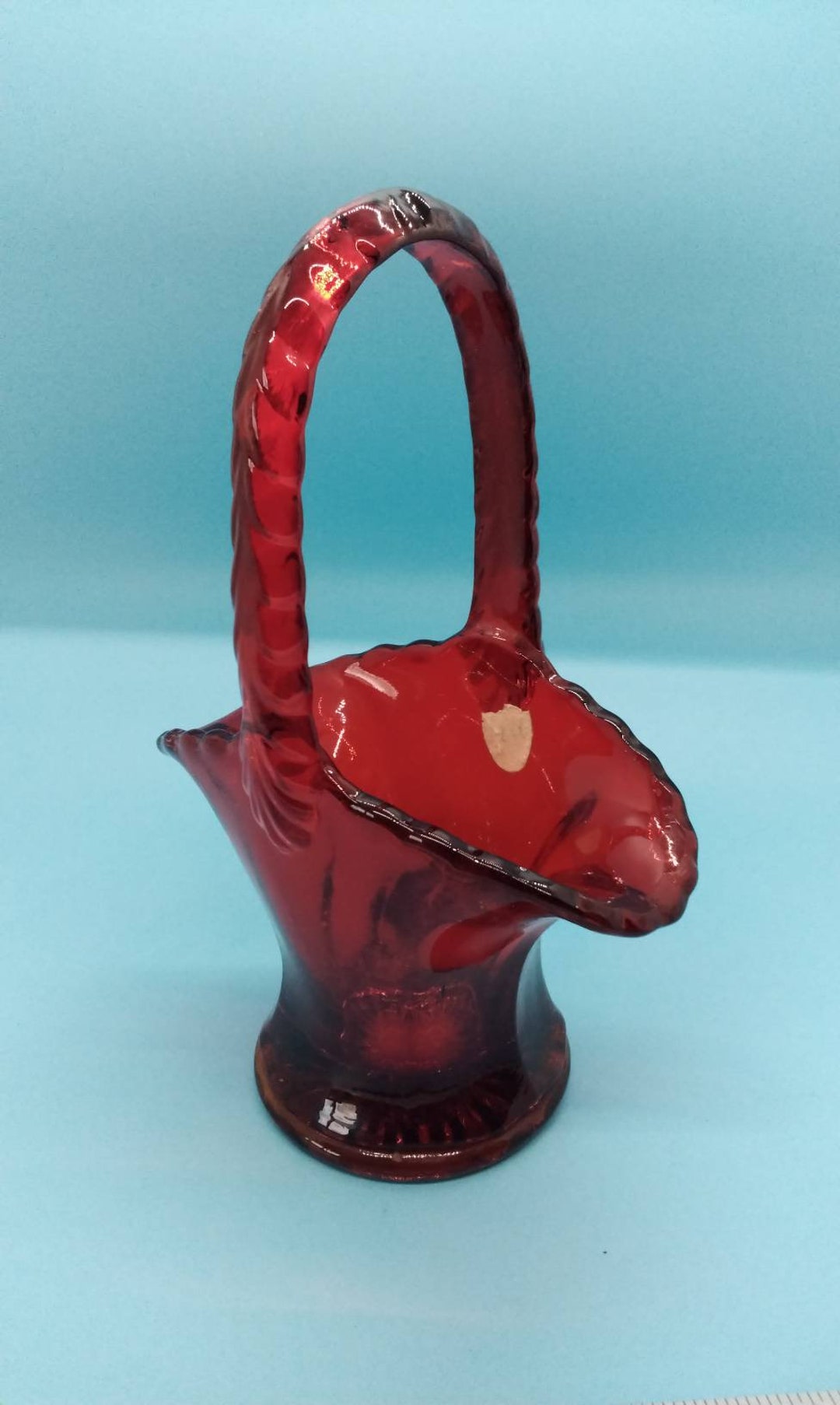 Art Glass, Basket, Westmoreland, Red Glass, Handblown, Pressed Glass ...