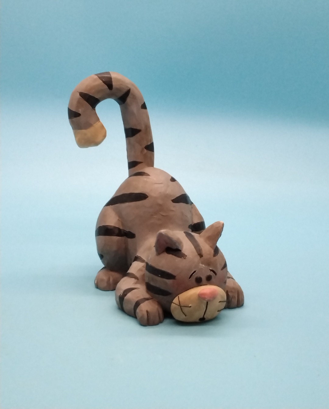 Vintage Suzi Ceramic Cat Figurine, Gray Striped Playful Pose, 1980s - Etsy