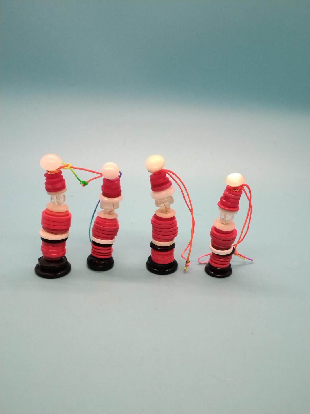 Handmade Mini Button Santa Ornament, Set of 4 - Etsy