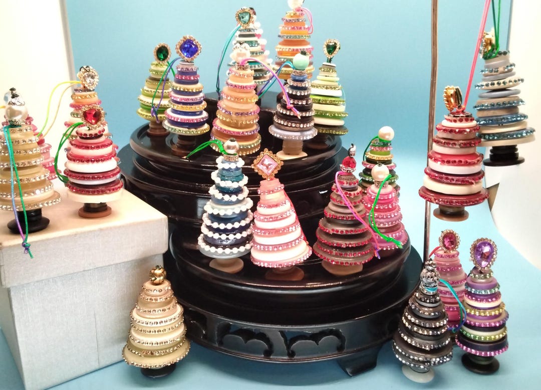 Handmade by Me, Button Christmas Trees, Button Ornaments, Button Holiday Decorations, Assorted ...