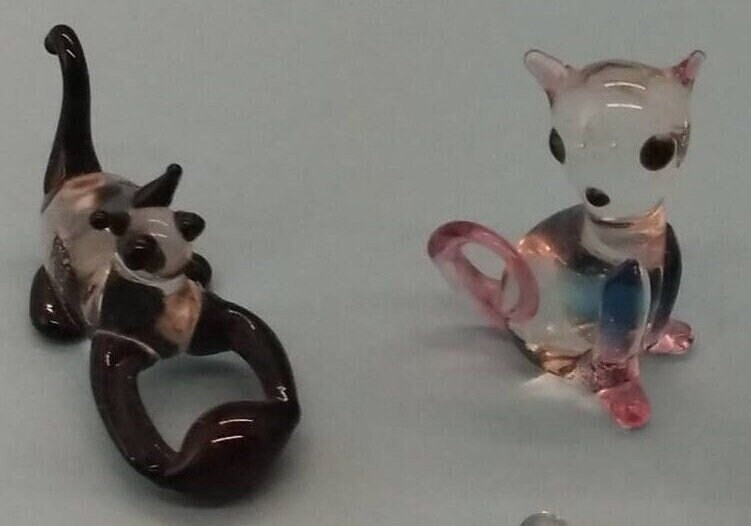 Mini Lampwork Glass Animal Figurines, Cat, Chihuahua, Bunny, Turtle ...
