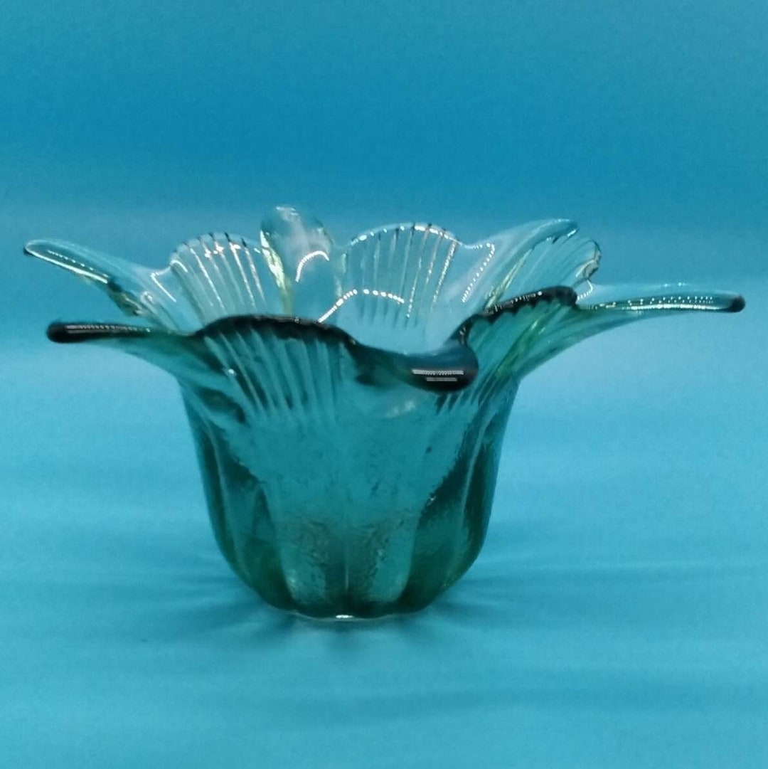 Vintage Green Recycled Glass Floral Bowl, Spanish Art Glass, 1960s - Etsy