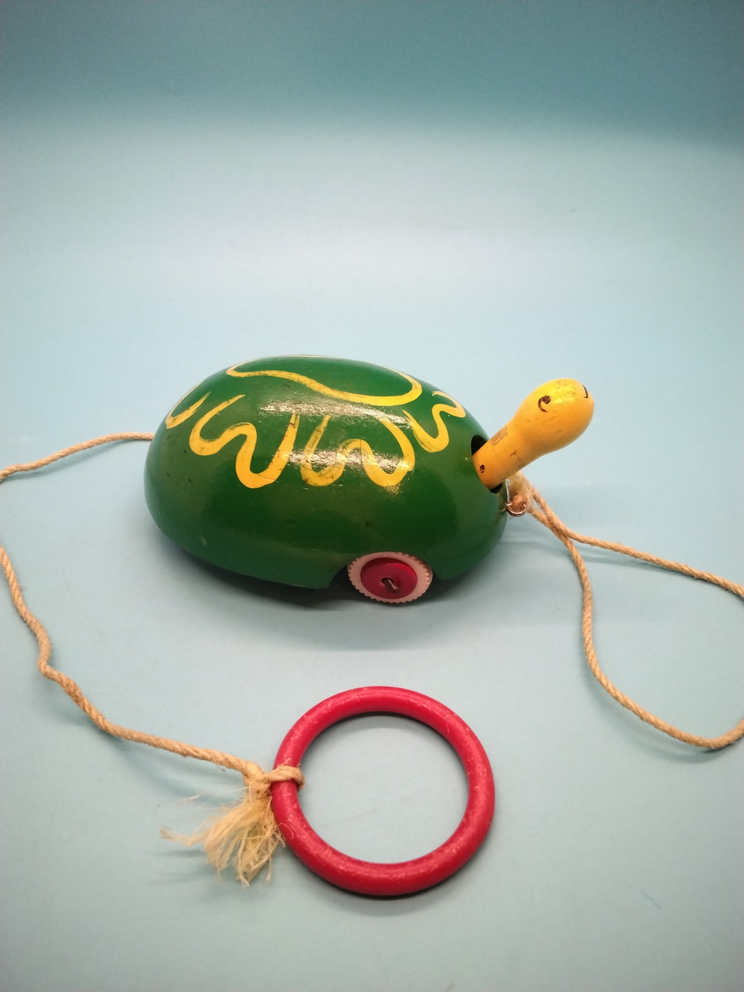 Toy, Pull Toy, Turtle, Bobblehead Turtle, Wooden Toy, Handpainted Wood ...