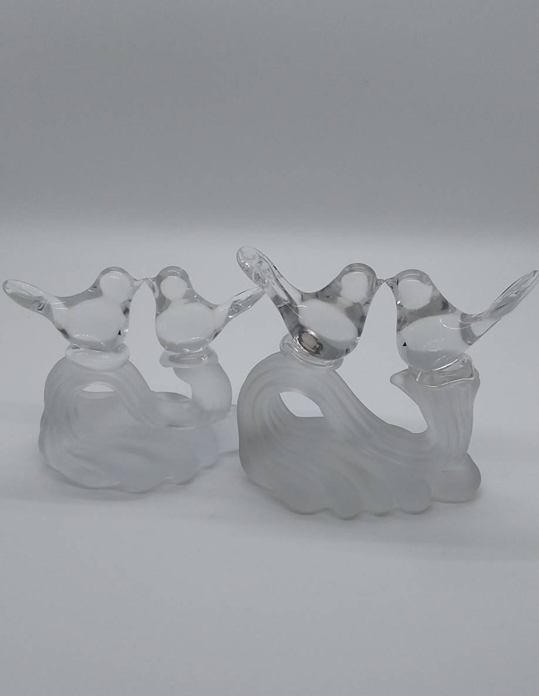 Art Glass, Birds, Clear Glass Birds, Kissing Birds, Love Birds, Cyrstal ...