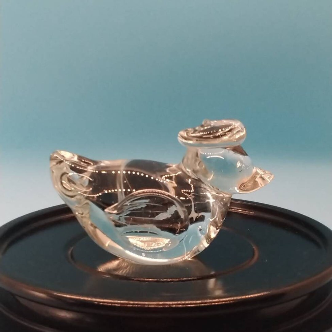 Art Glass, Clear Glass Duck, Cute Duck, French Barret, Applied Wings ...