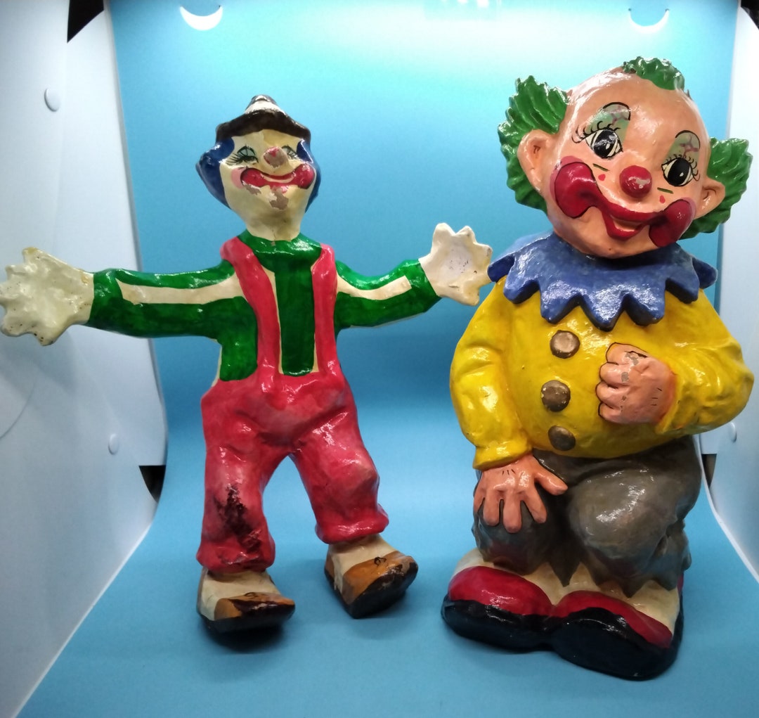 Figurines, Clown Alert, Paper Mache Clowns, Handcrafted, Handpainted ...