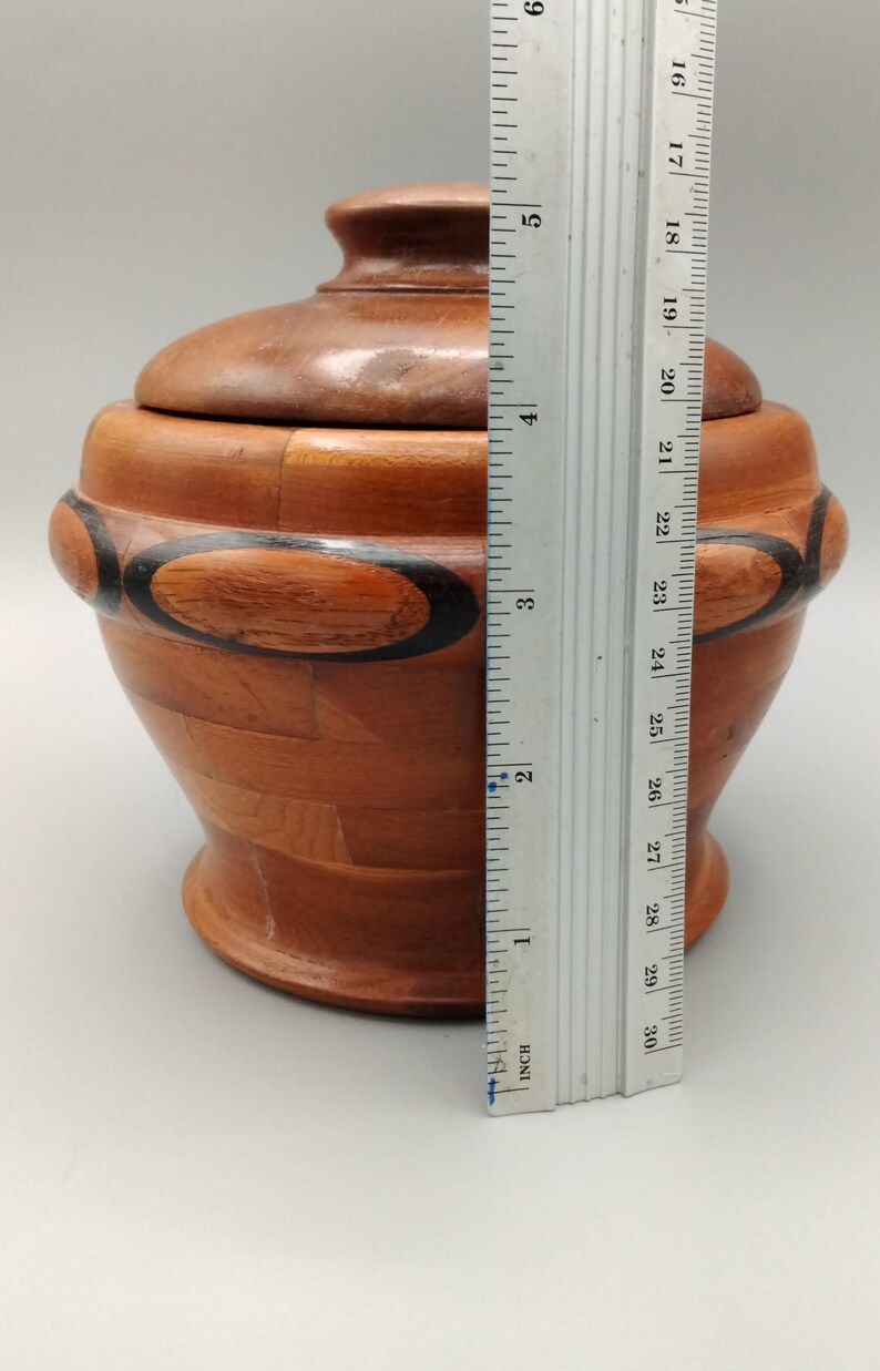 Segmented Wood Lidded Pot, Handcrafted Storage Container, Signed Earl ...