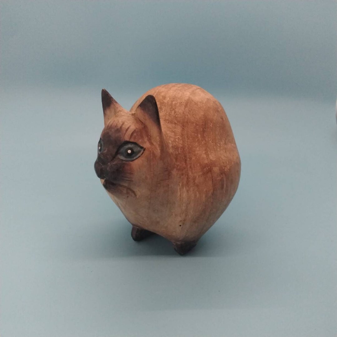 Carving, Cat, Fat Cat, Siamese Fat Cat, Handcarved, Wood Carved Fat Cat ...