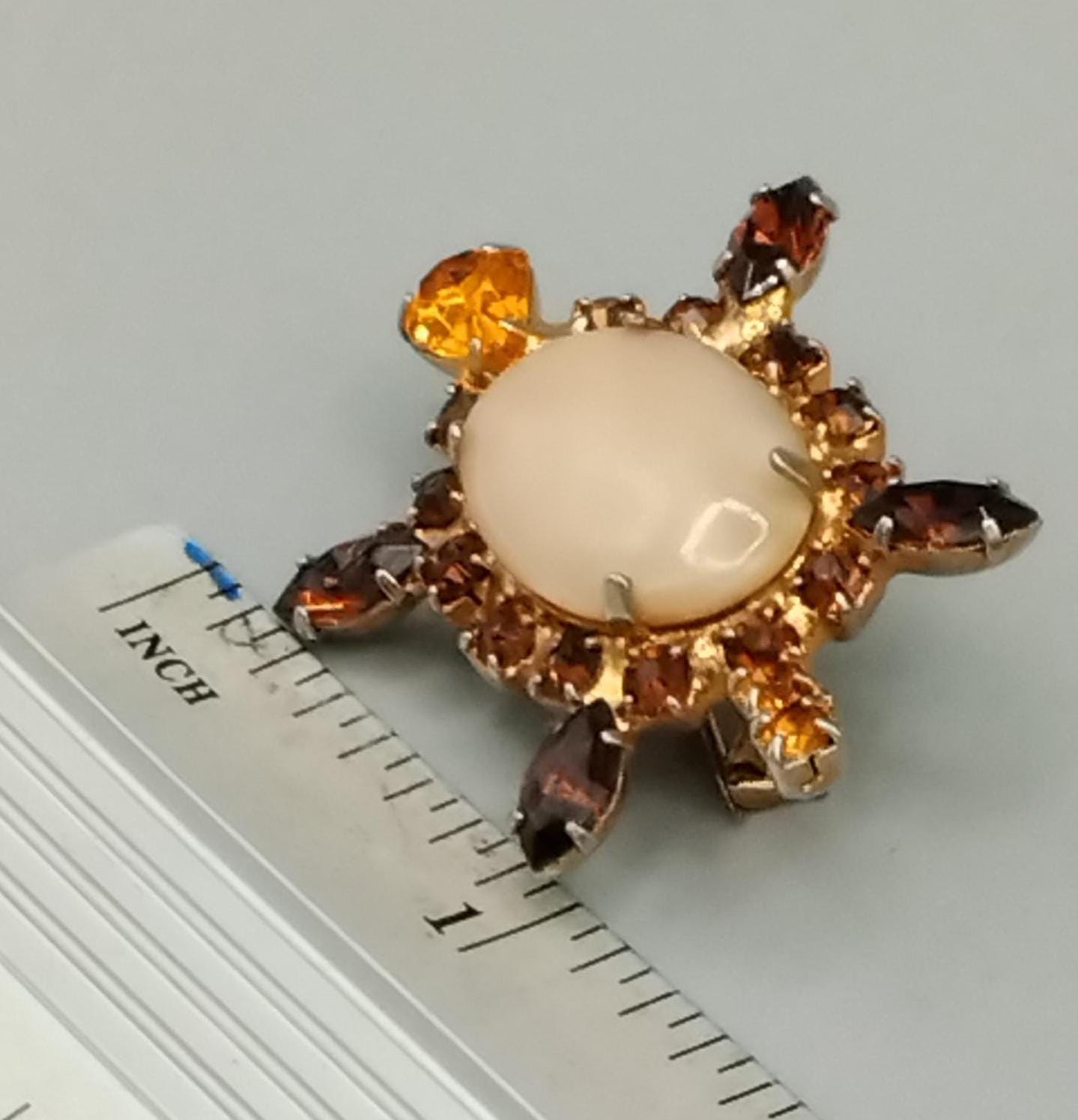 Vintage Jeweled Turtle Brooch, Rhinestone Cabochon, 1950s Style - Etsy