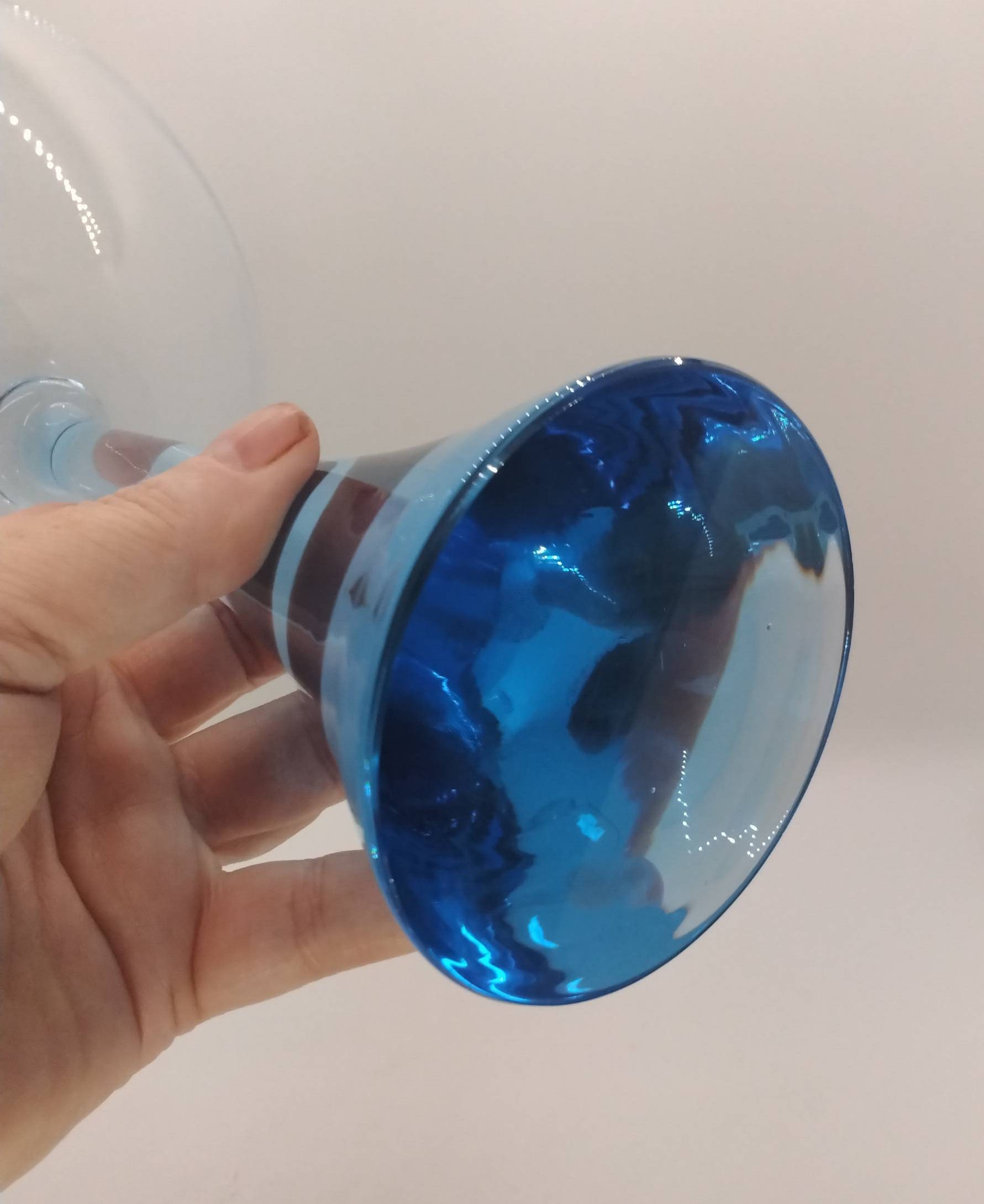 Vintage Handblown Blue Art Glass Pedestal Bowl, 1950s - Etsy