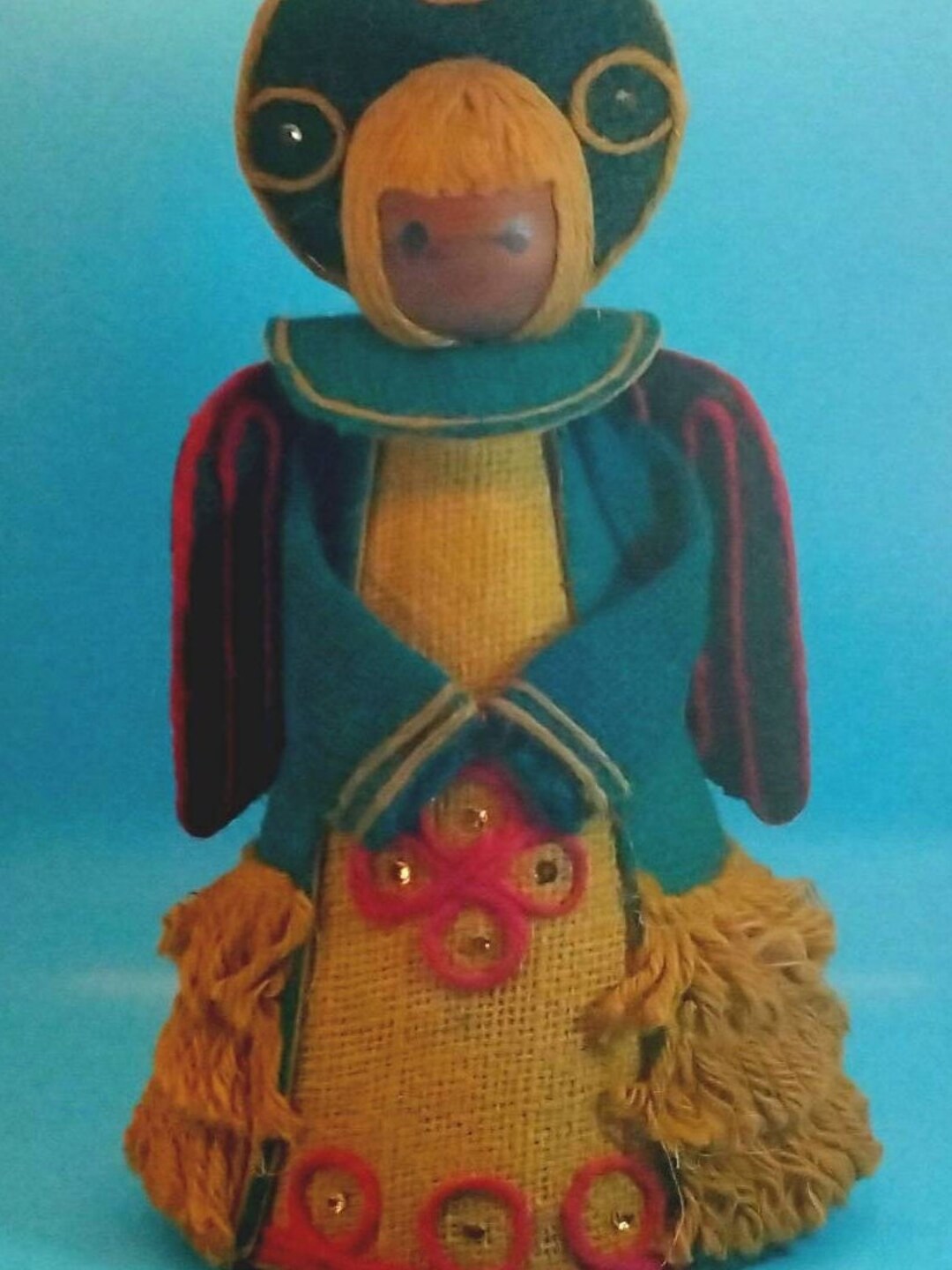 Vintage Blue Angel Tree Topper, Folk Art Burlap Christmas Decor - Etsy
