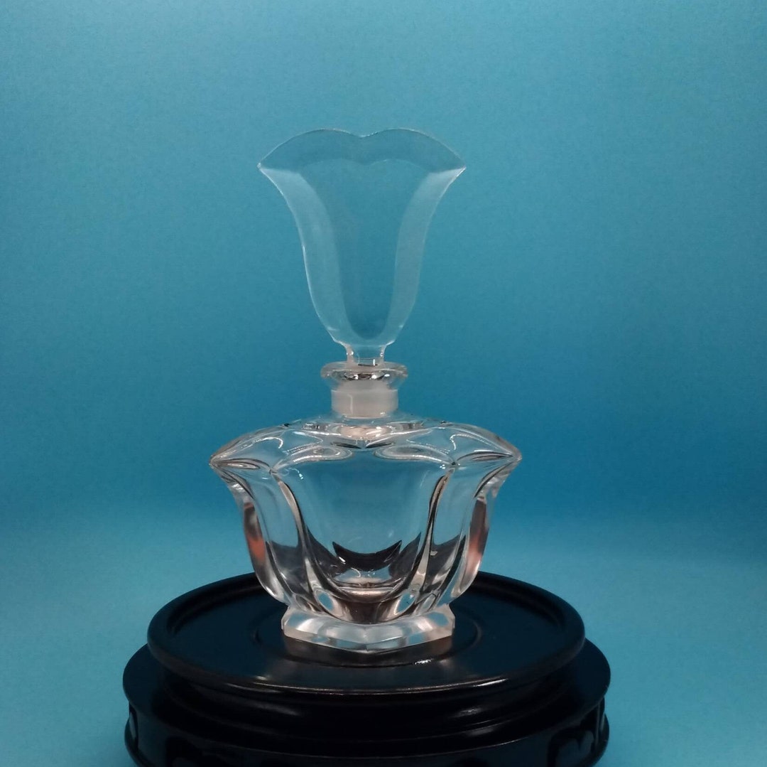 Art Glass, Perfume Bottle, Empty, Cut Lead Crystal, Tulip Shaped ...
