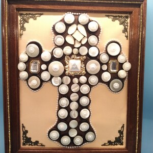 Gallery Wall, Button Art, Easter, Cross, Ornate Button Cross, Brown ...