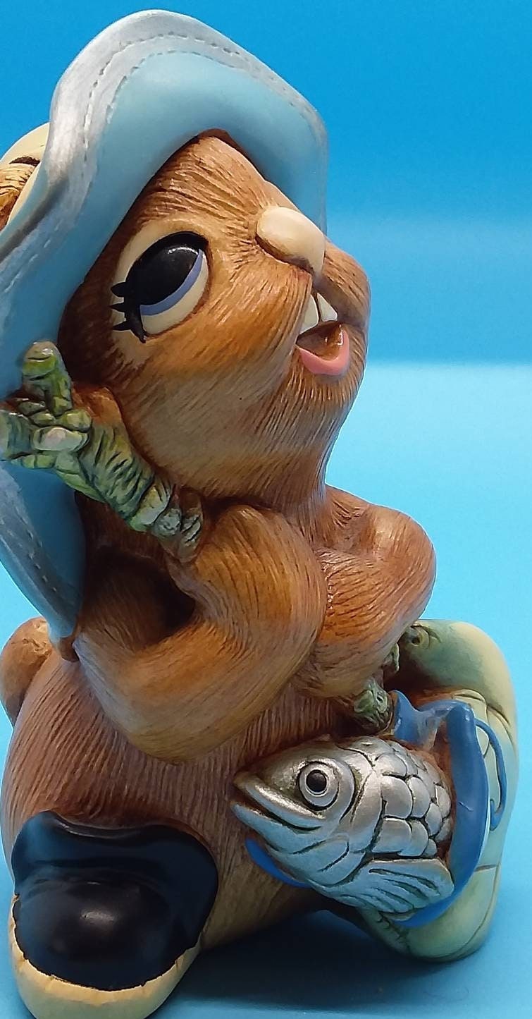 Vintage Pendelfin Whopper Rabbit Figurine, Fisherman With Fish Boot - Etsy