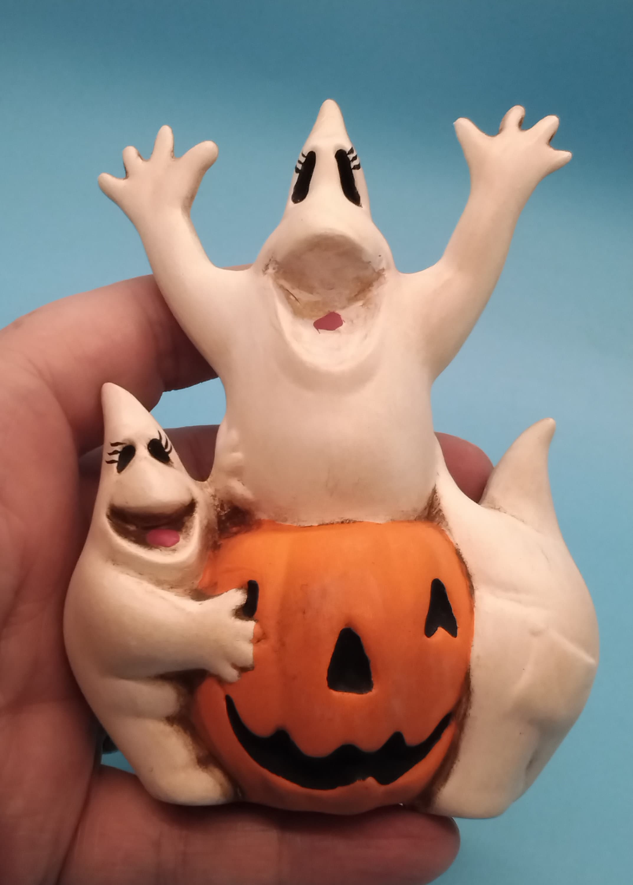 Vintage Handpainted Ceramic Ghost Trio, Pumpkin Decor, 1980s - Etsy