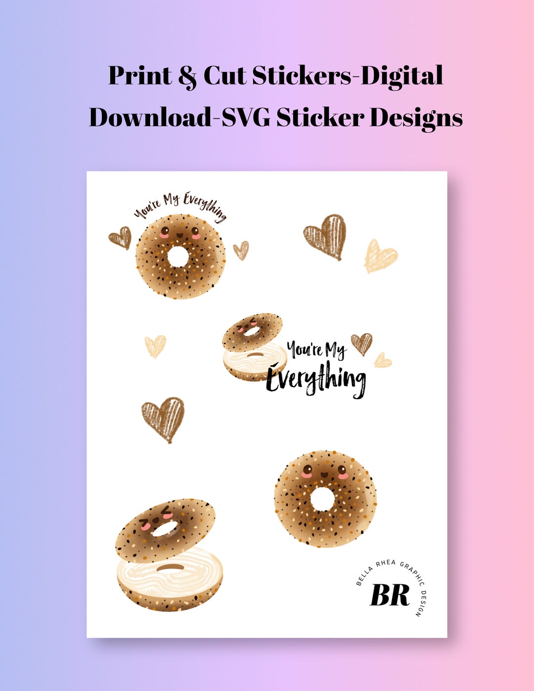Printable Everything Bagel Stickers, SVG Stickers, Print and Cut ...