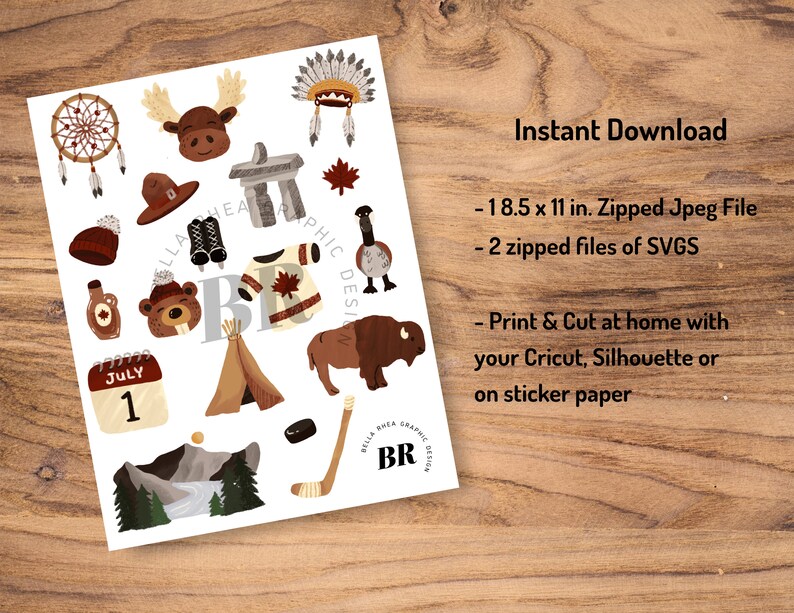 Printable Canada Day Stickers, SVG Stickers, Print and Cut Canada Day ...