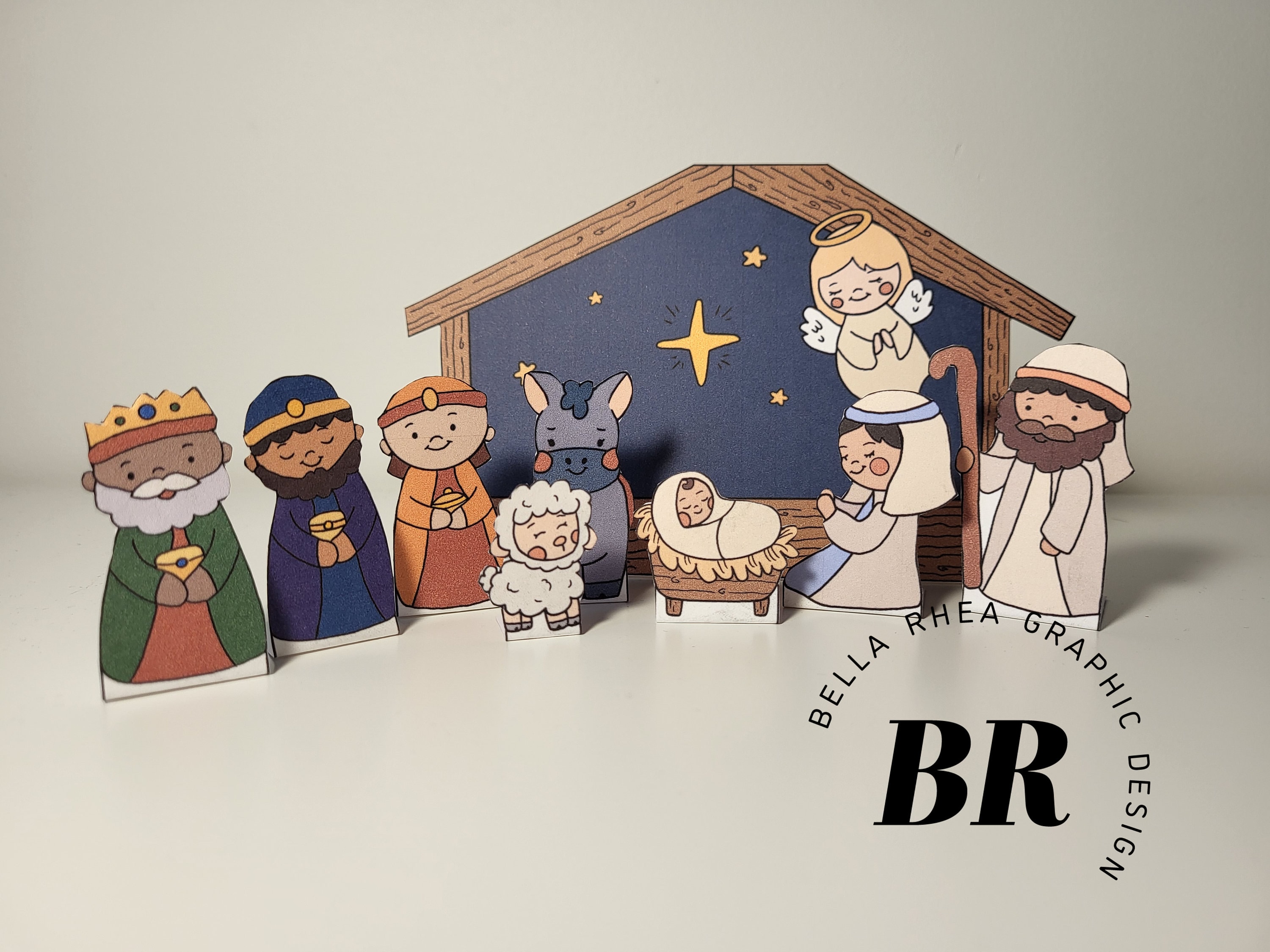 Nativity Scene Paper Craft, Children's Nativity Scene Kit, Nativity ...