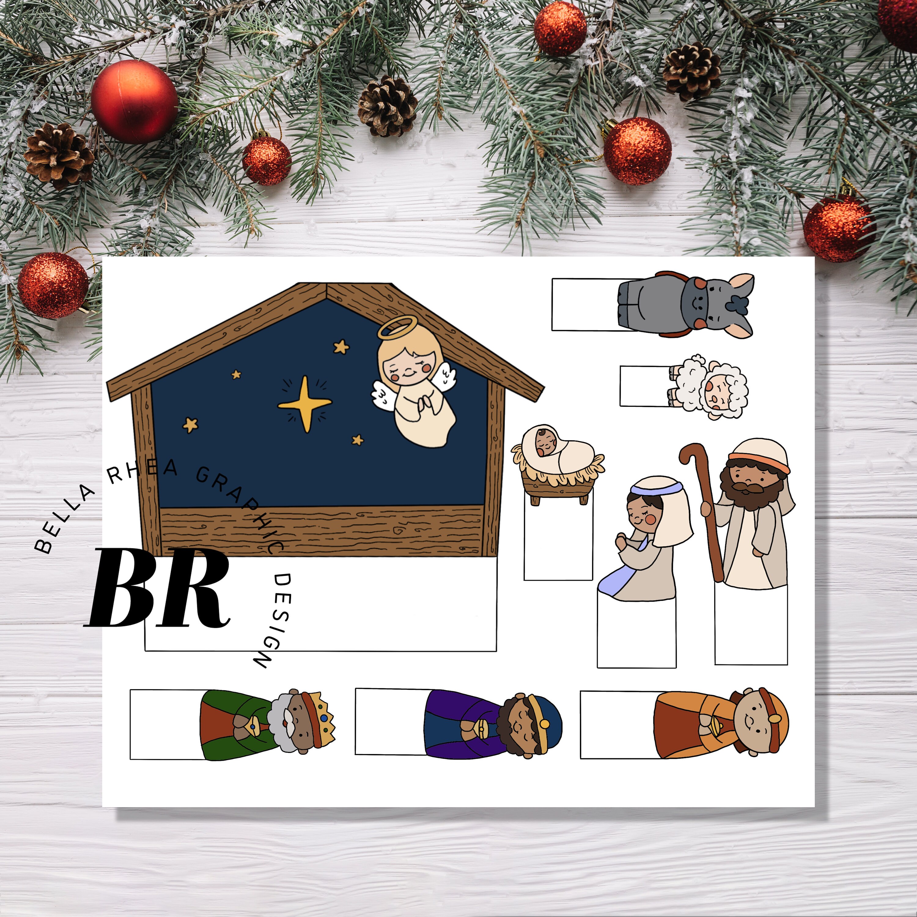 Nativity Scene Paper Craft, Children's Nativity Scene Kit, Nativity ...
