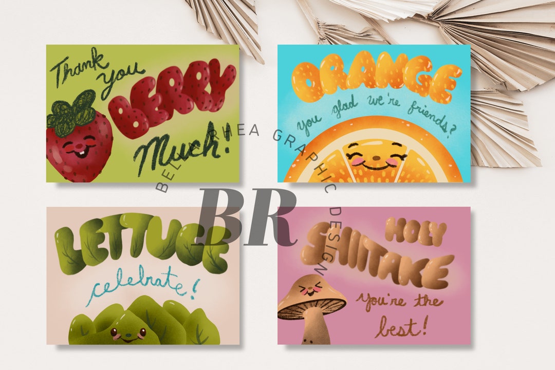 Printable Fruit & Vegetable Pun Cards, Thank You Cards, Appreciation ...