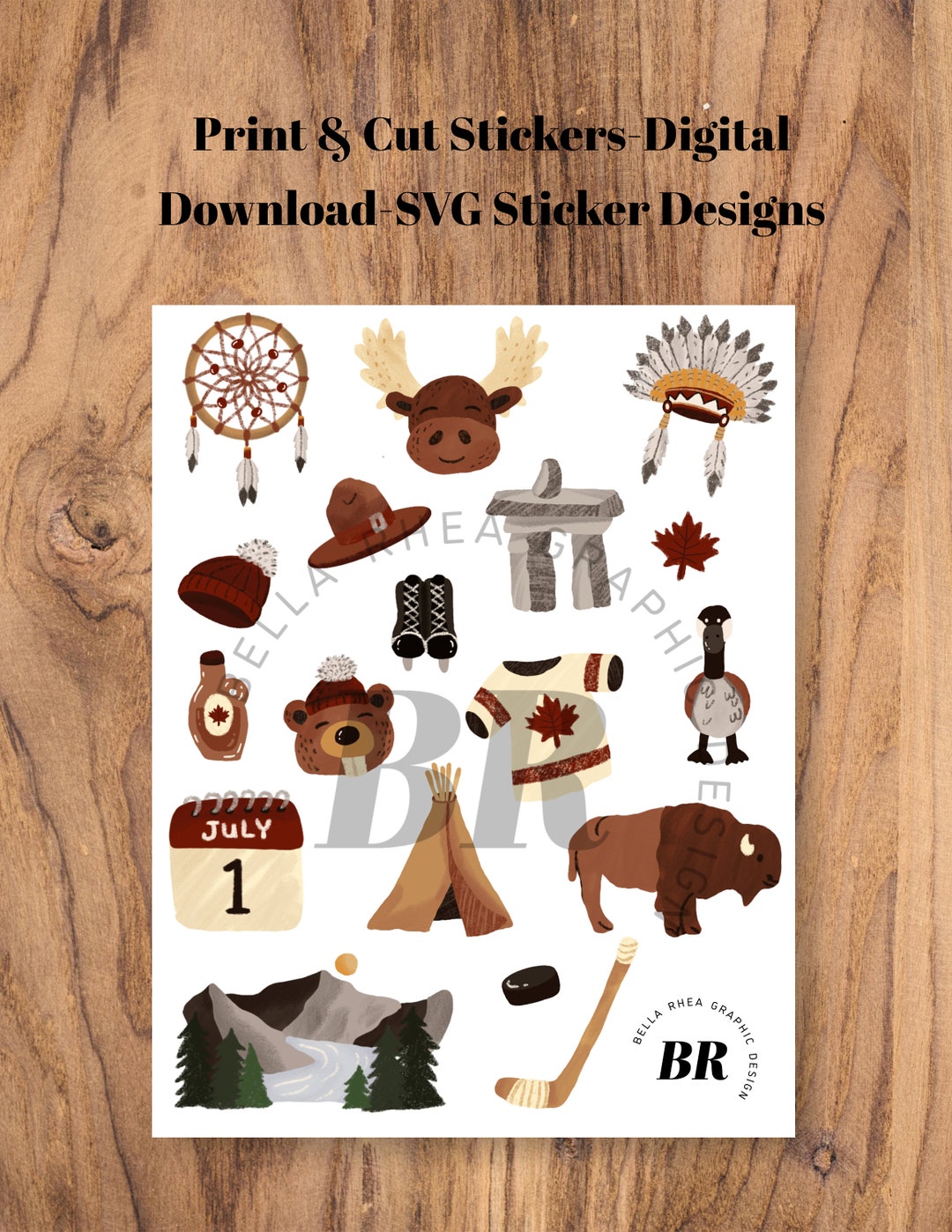 Printable Canada Day Stickers, SVG Stickers, Print and Cut Canada Day ...