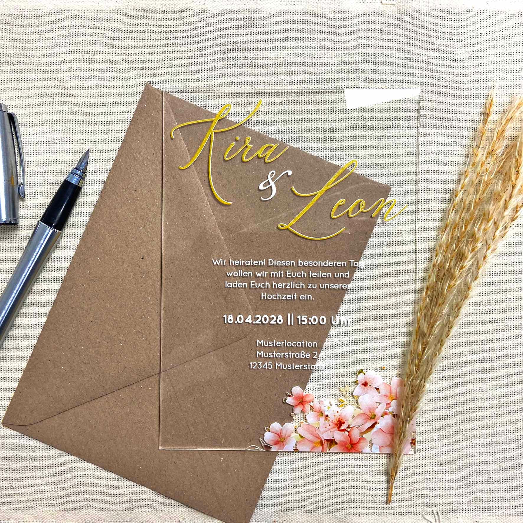 Invitación de boda hecha de acrílico / plexiglás transparente ...