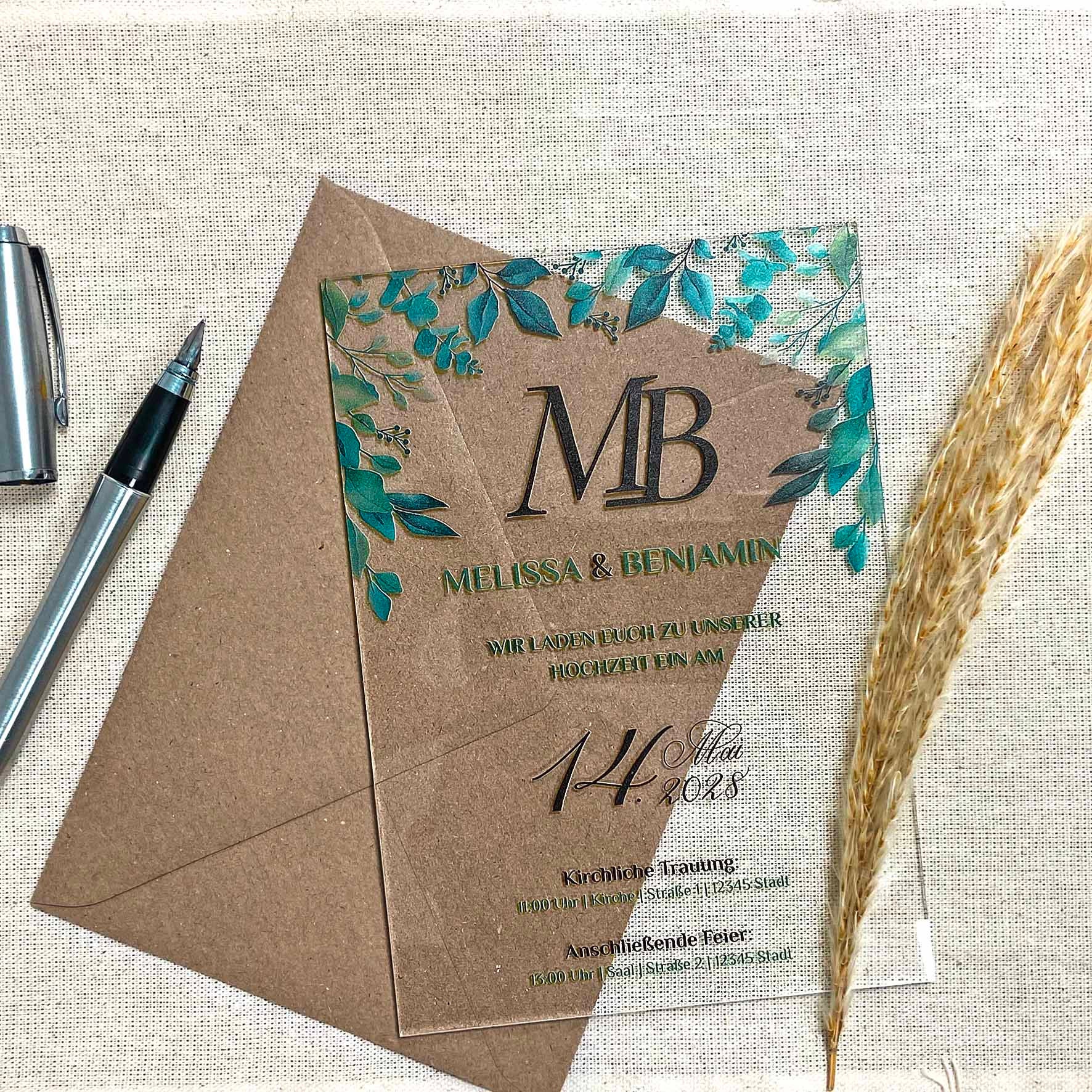 Invitación de boda hecha de acrílico / plexiglás transparente ...
