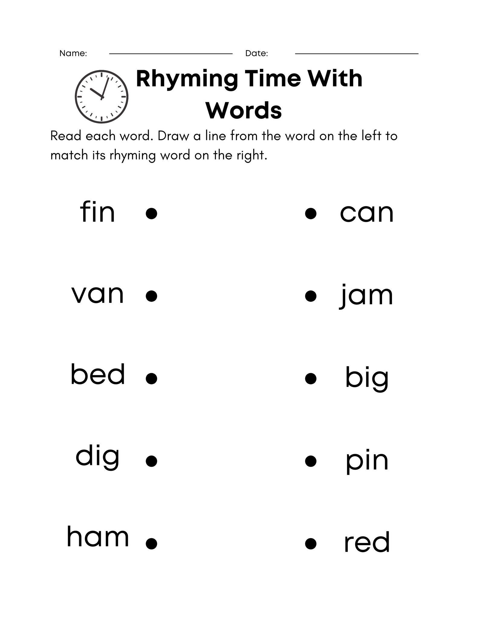 Rhyming Words Printable Worksheets Kindergarten & First Grade - Etsy