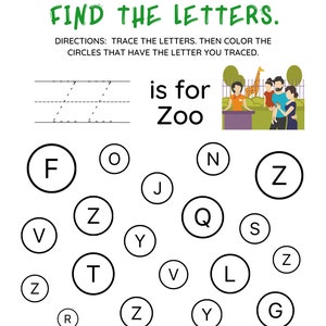 Alphabet Find the Letter Printable Worksheets - Etsy