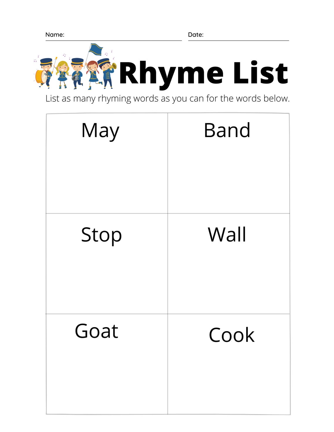 Rhyming Words Printable Worksheets Kindergarten & First Grade - Etsy