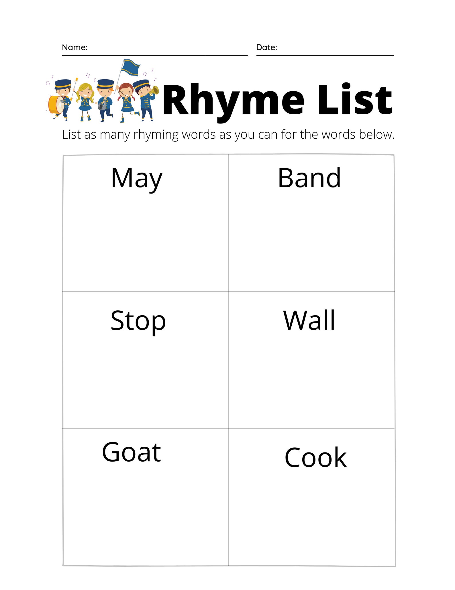 Rhyming Words Printable Worksheets Kindergarten & First Grade - Etsy