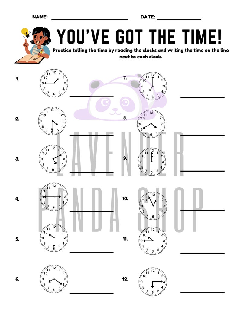 K-2nd Grade Time and Clock Worksheets - Etsy