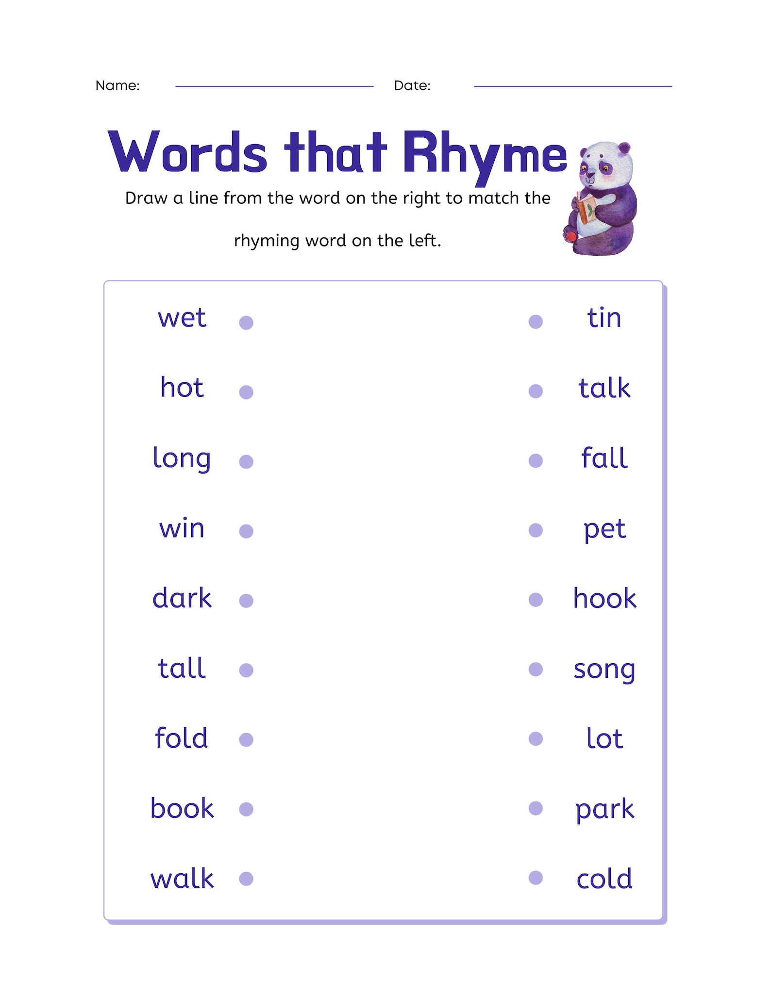 Rhyming Words Printable Worksheets Kindergarten & First Grade - Etsy