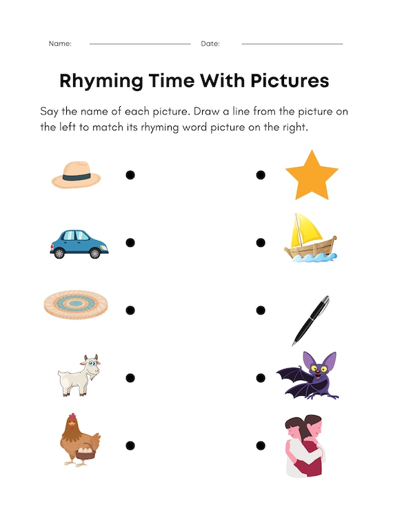 Hojas De Trabajo De Palabras Que Riman Para Primer Grado Diapositiva2