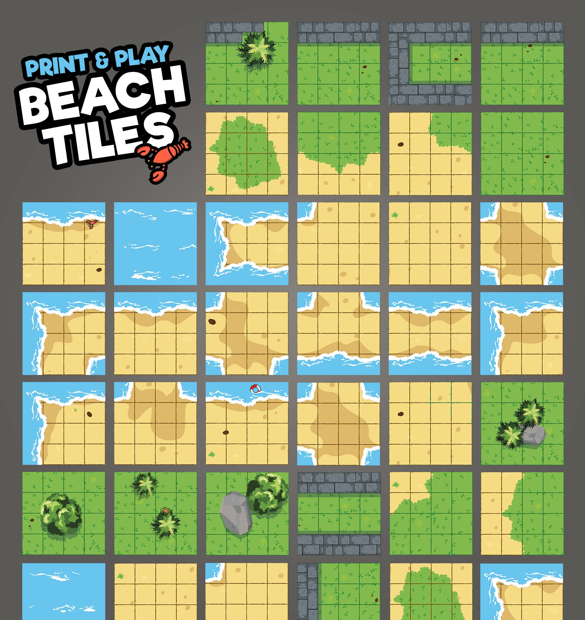 Printable Dungeon Tiles - Design Your Own Beach Adventure for Dnd ...
