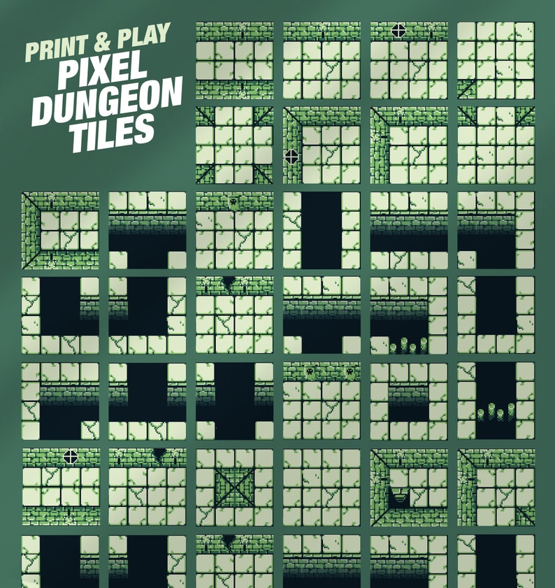 Printable Dungeon Tiles - Design Your Own Pixel Style Adventure for Dnd ...