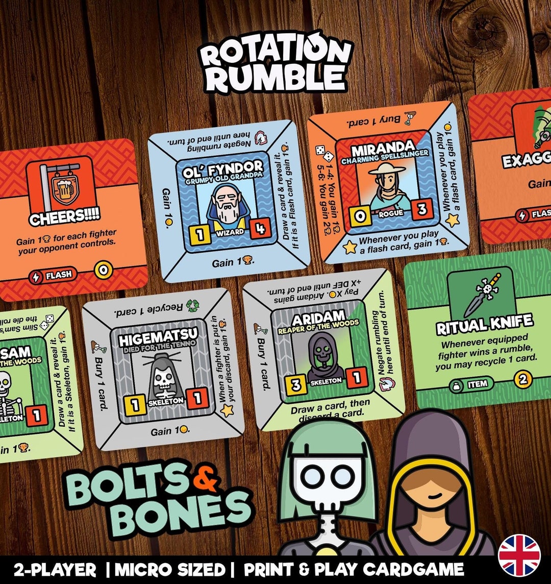 Rotation Rumble - Bolts & Bones - 2-player Mini Battle Cardgame for ...
