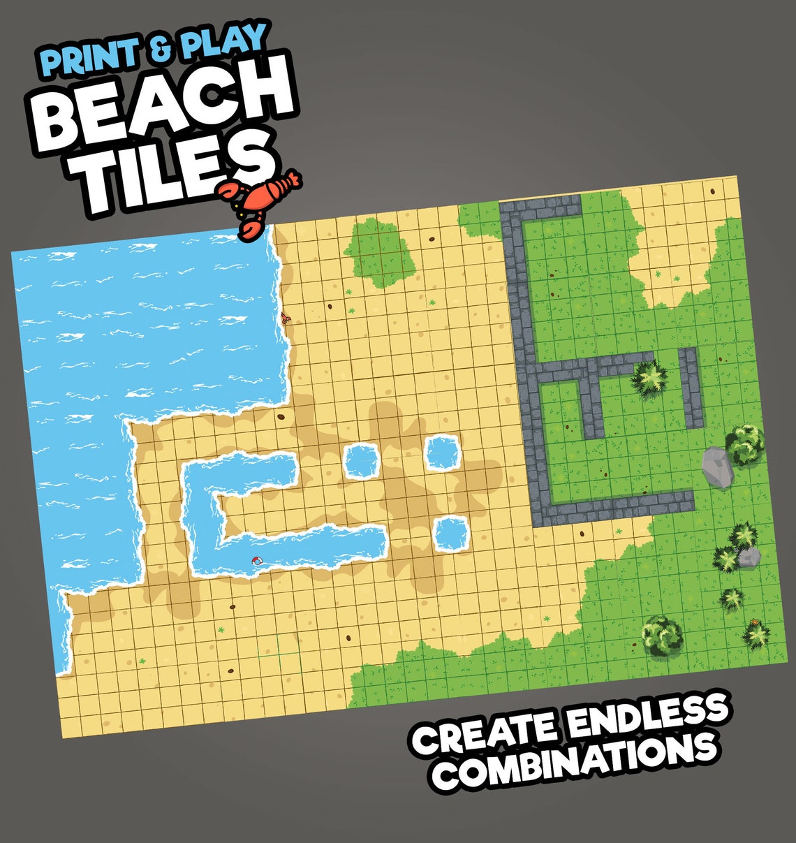 Printable Dungeon Tiles - Design Your Own Beach Adventure for Dnd ...