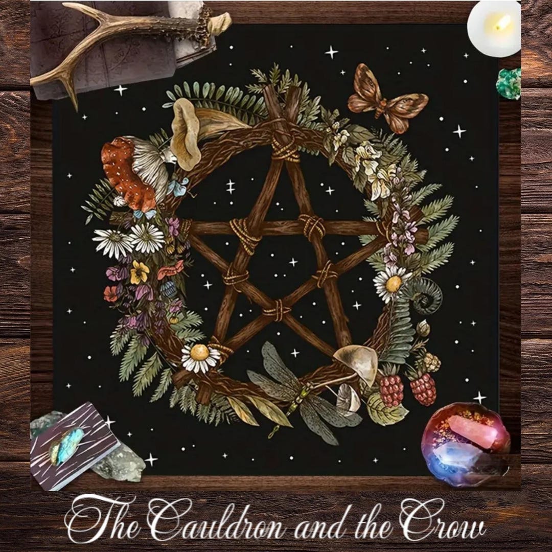 Garden Pentacle Black Altar Cloth Wicca Altar Supplies, Tarot Deck ...