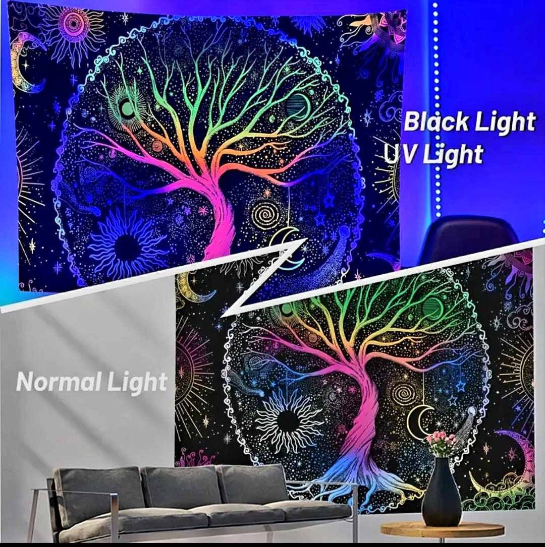 UV Fluorescent tree of Life Wall Tapestry - Etsy