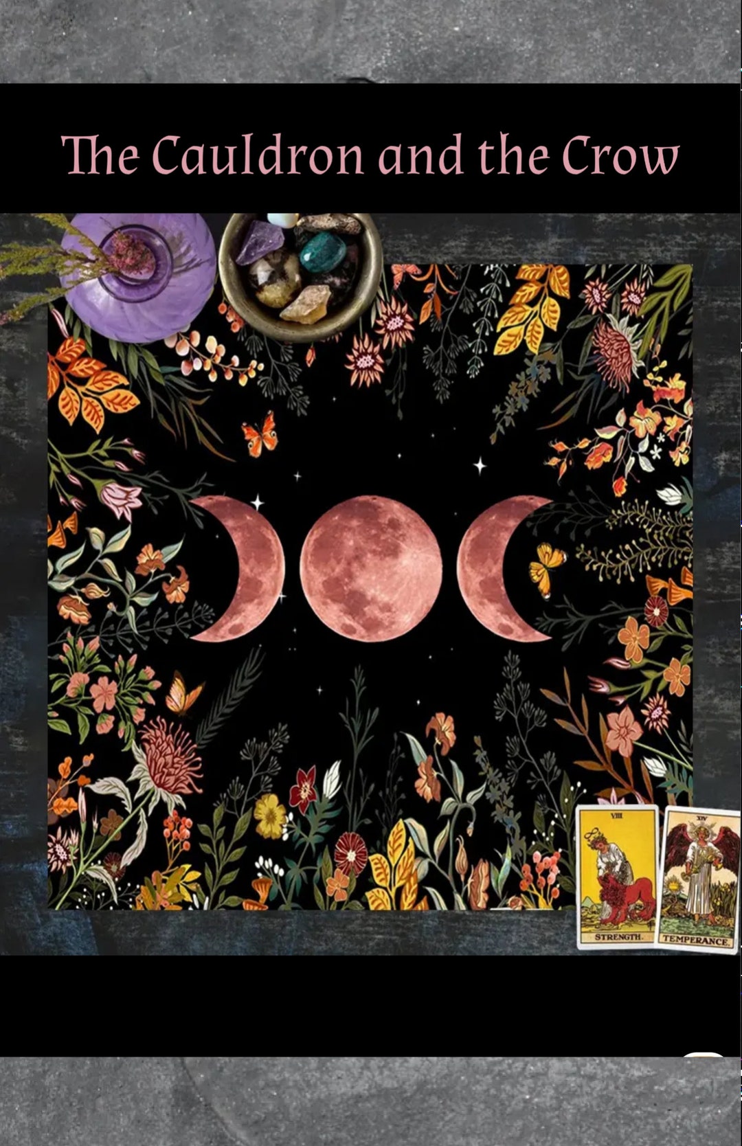 Celestial Pink Triple Moon Altar Cloth: Wicca Tarot Table (19.2") - Etsy