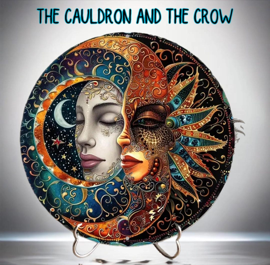 Celestial Harmony Sun and Moon Metal Sign for Altar, Shrine, Garden or ...