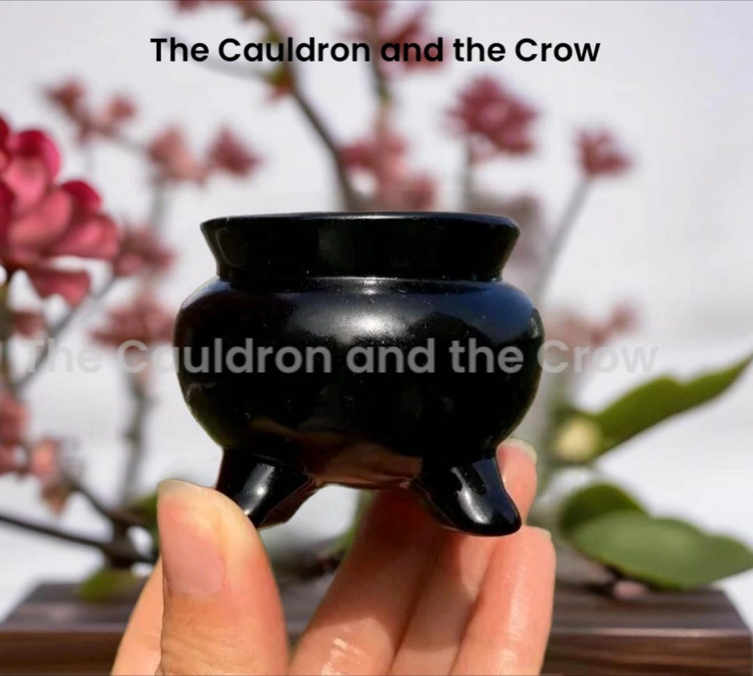 Large Black Obsidian Cauldron for Altars, - Etsy